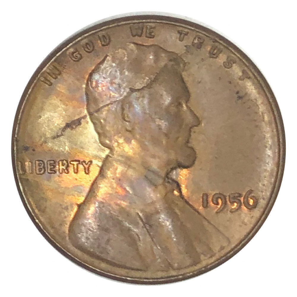 >1956 U.S. Lincoln Wheat Cent - ERROR - Die Crack on Head - Sunset ...