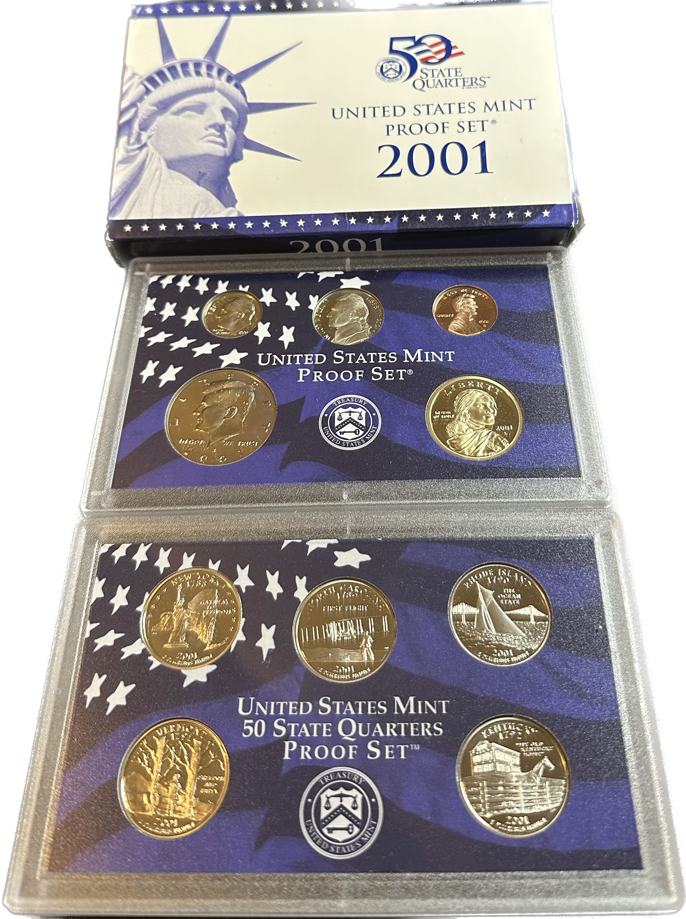 >2001-S U.S. Mint Proof Set - 10 Coins Including Sacagawea Dollar in ...