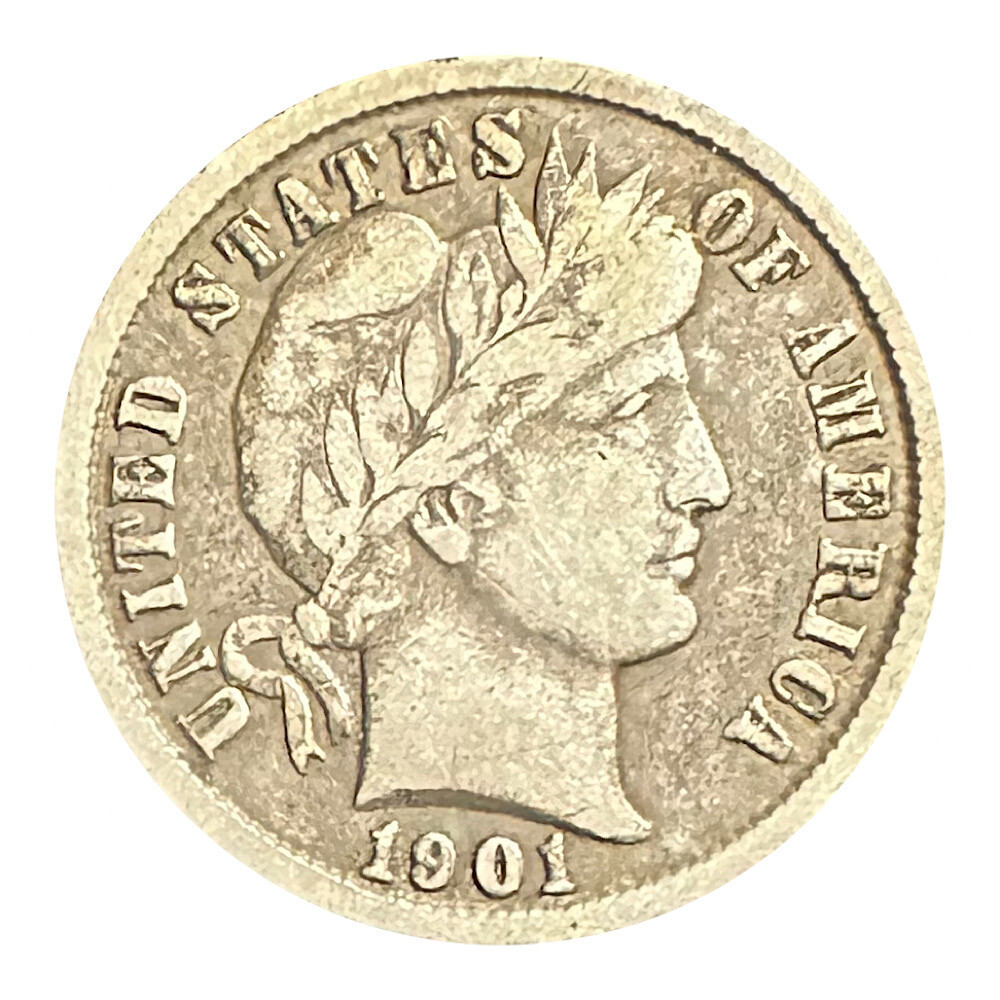 >1901 U.S. Silver Barber One Dime - Collector Grade - Excellent Detail ...