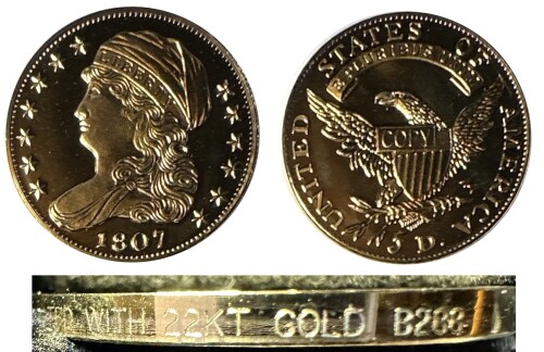 - 1807 U.S. $5 Capped Bust "Copy" Coin- 22k Gold Plated | Property Room