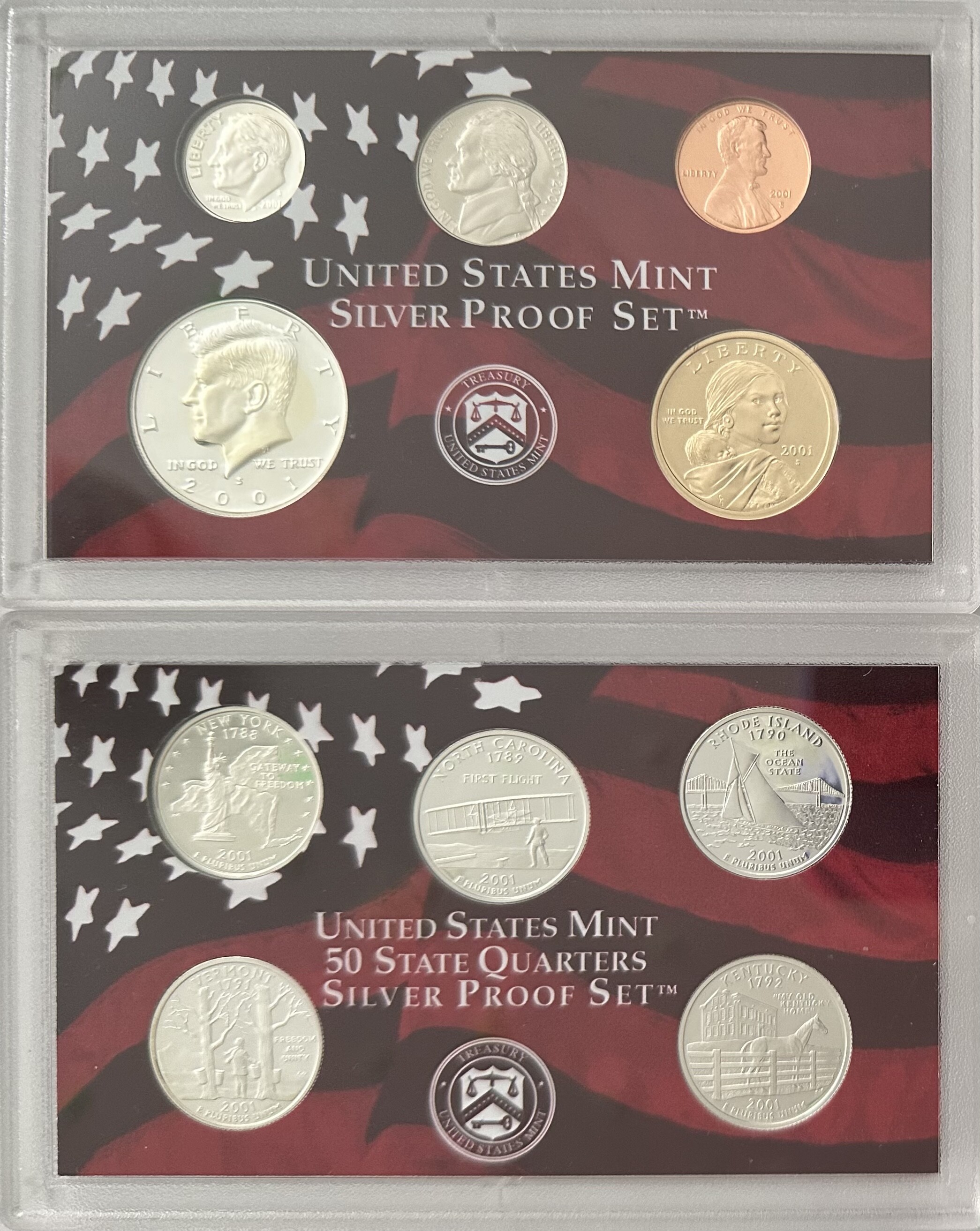 >2001-S U.S. Mint Silver Proof Set - 10 Coins Including Sacagawea ...