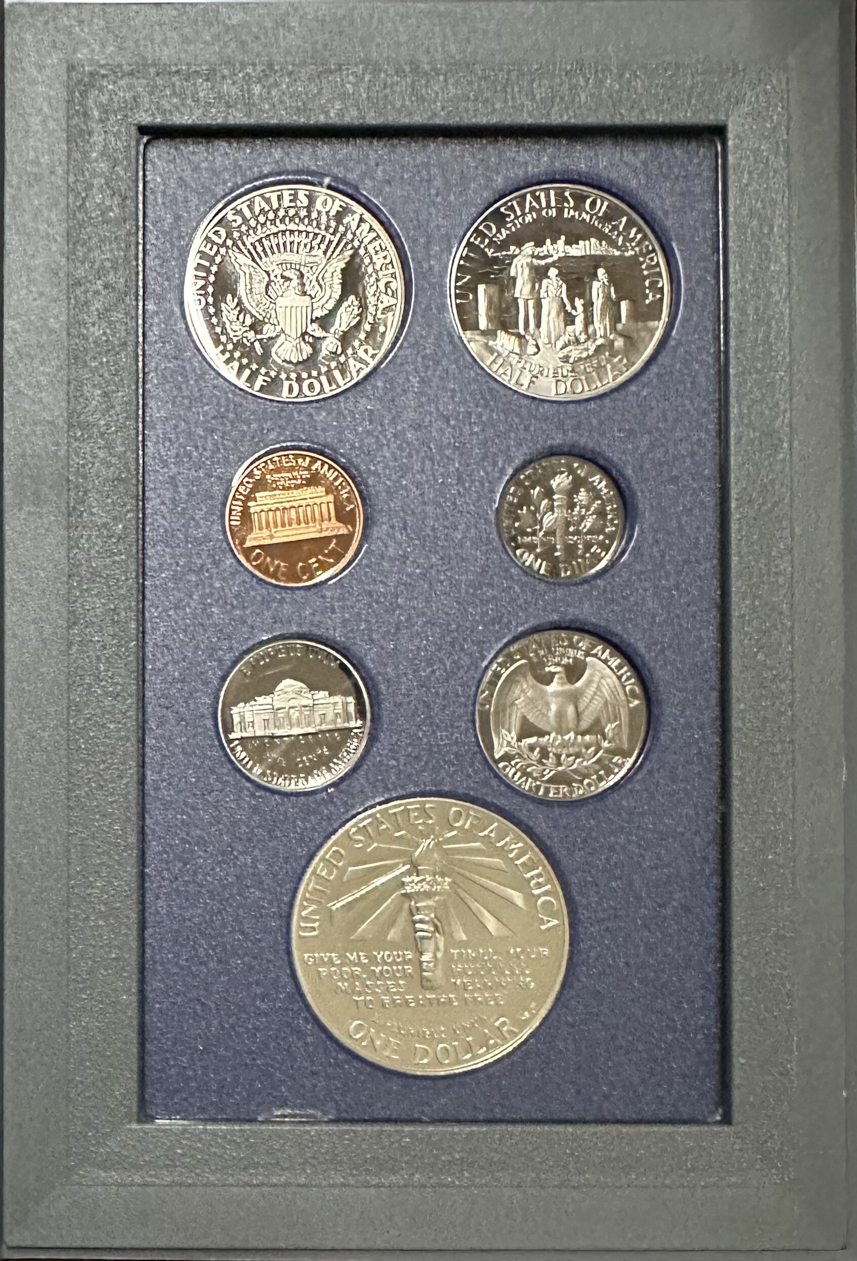 >1986-S U.S. Silver Prestige Proof Coin Set - 7 Coins in Original Mint ...