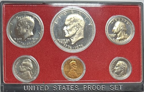 - 1975-S U.S. Proof Set - 6 Coins Including Eisenhower Dollar & Kennedy ...