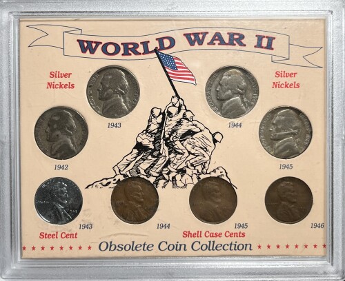World War II Obsolete Coin Collection - 4 Silver Nickels, 1 Steel & 3 ...