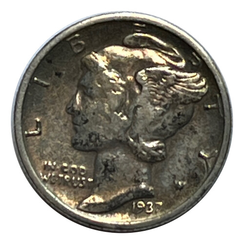 1937-D U.S. Silver Mercury Dime - Nice Album Toning | Property Room