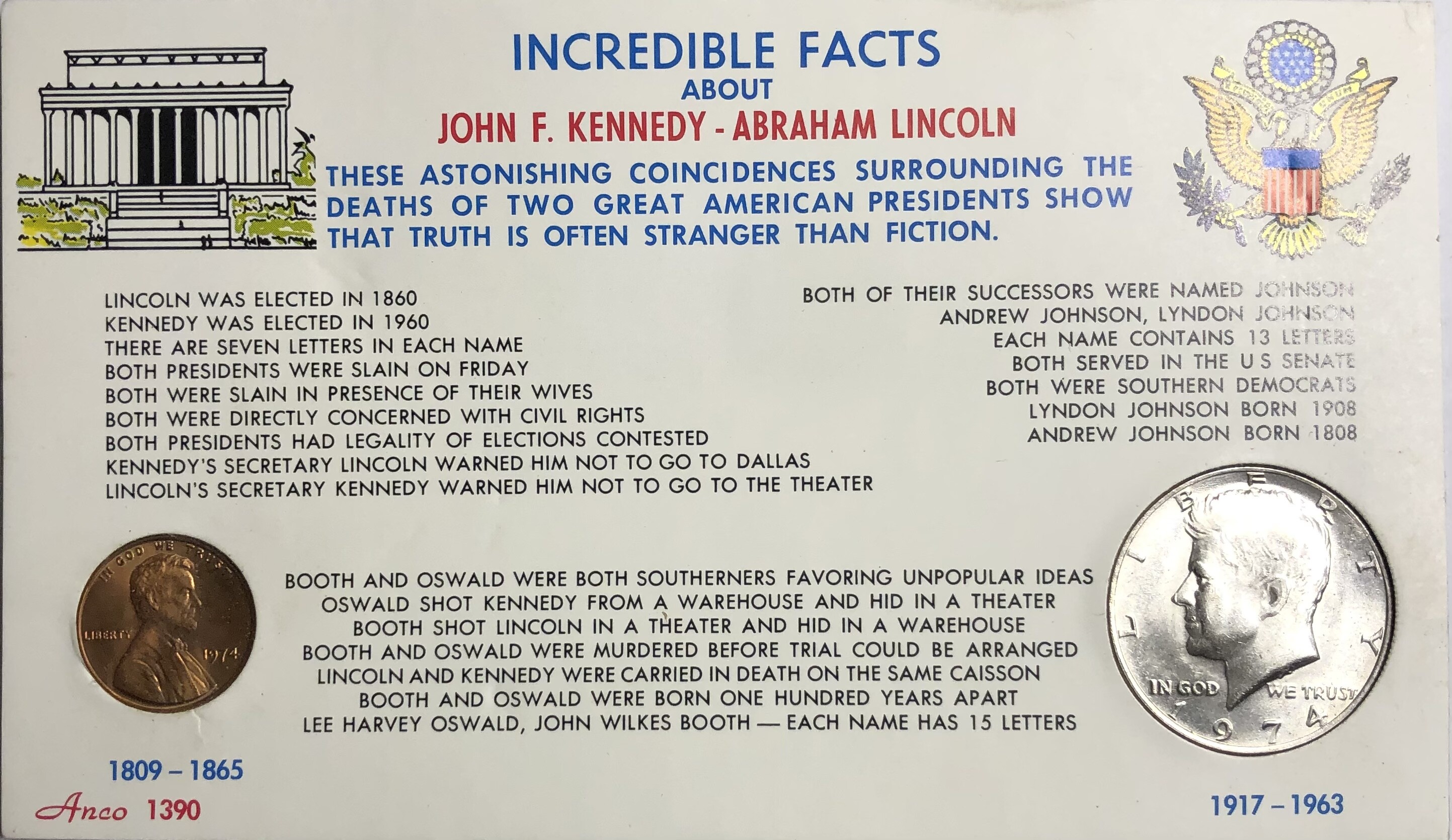>1974 Incredible Facts About Kennedy And Lincoln - Including Lincoln ...