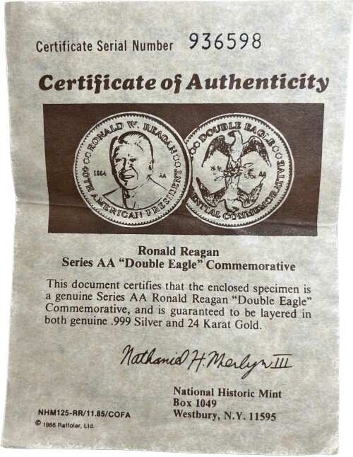 * 1984 Ronald Regan Series AA "Double Eagle" Commemorative Layered in ...