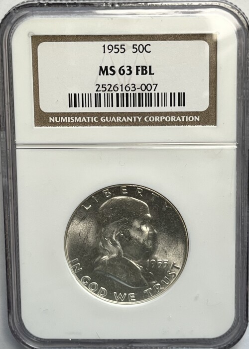* 1955 U.S. Silver Franklin Half Dollar - Certified MS63 - Full Bell ...