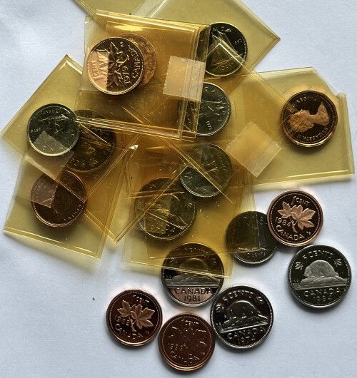 Mystery Lot of 1970's, 80's & 90 Canada Proof Like 1, 5 and 10 Cents ...