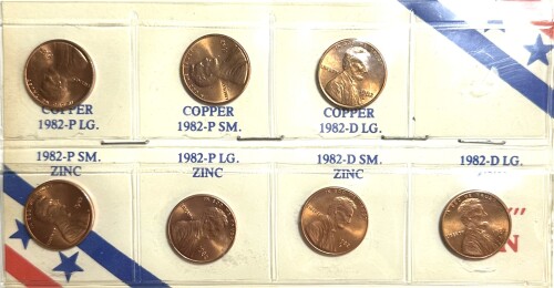 1982 U.S. Lincoln Cent Complete Variety Set in Original Packaging - 7 ...