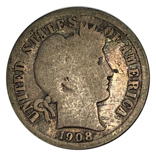 *1908-O US Silver Liberty Barber Dime in Historic Old US Mint New Holder | Property Room