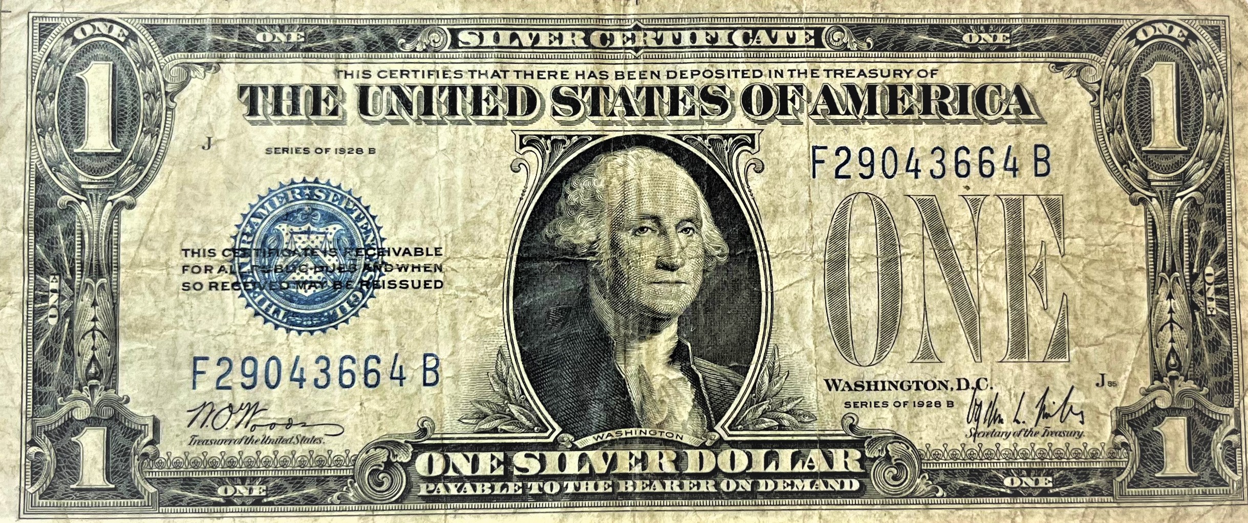 1928 B U.S. $1.00 Funny Back Currency Note-Collector Grade | Property Room