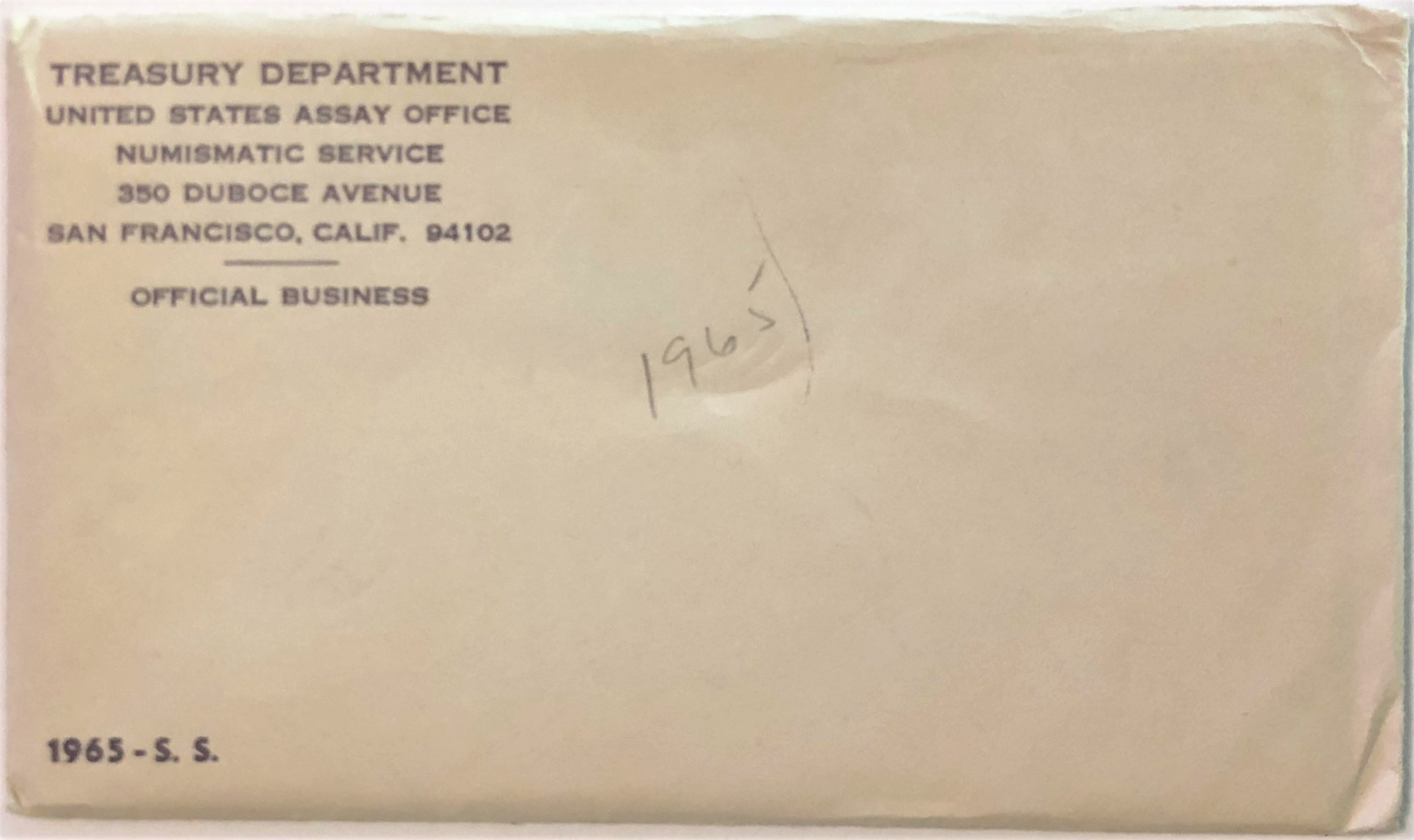 1965 S.S. US Treasury Dept. Mint Coin Proof Special Set - Unopened ...