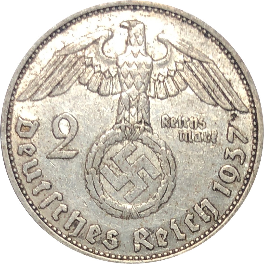 1937 Germany Silver 2 Reichsmarks Coin | Property Room