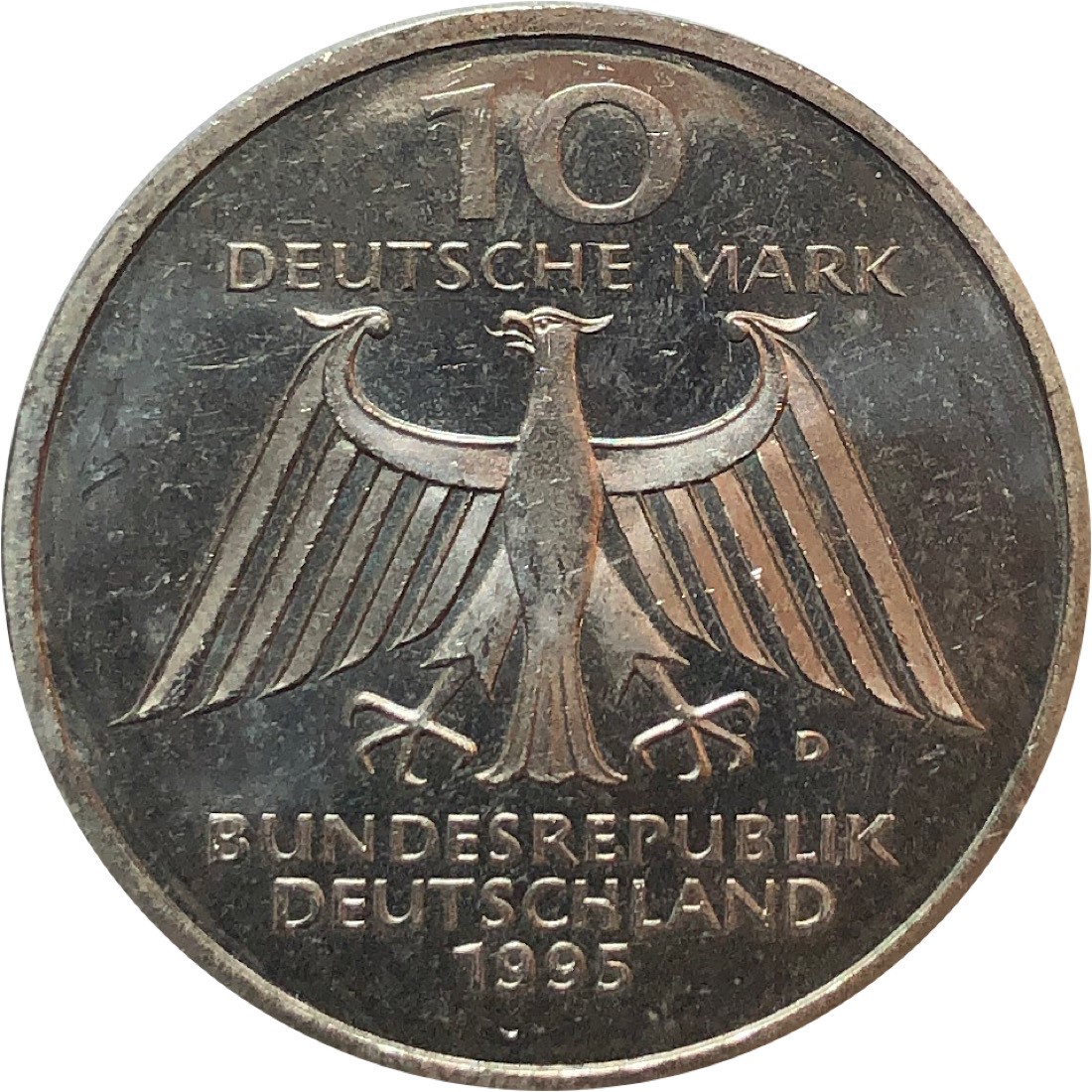 1995 Germany Silver Proof 10 Deutsche Mark Toned Uncirculated ...