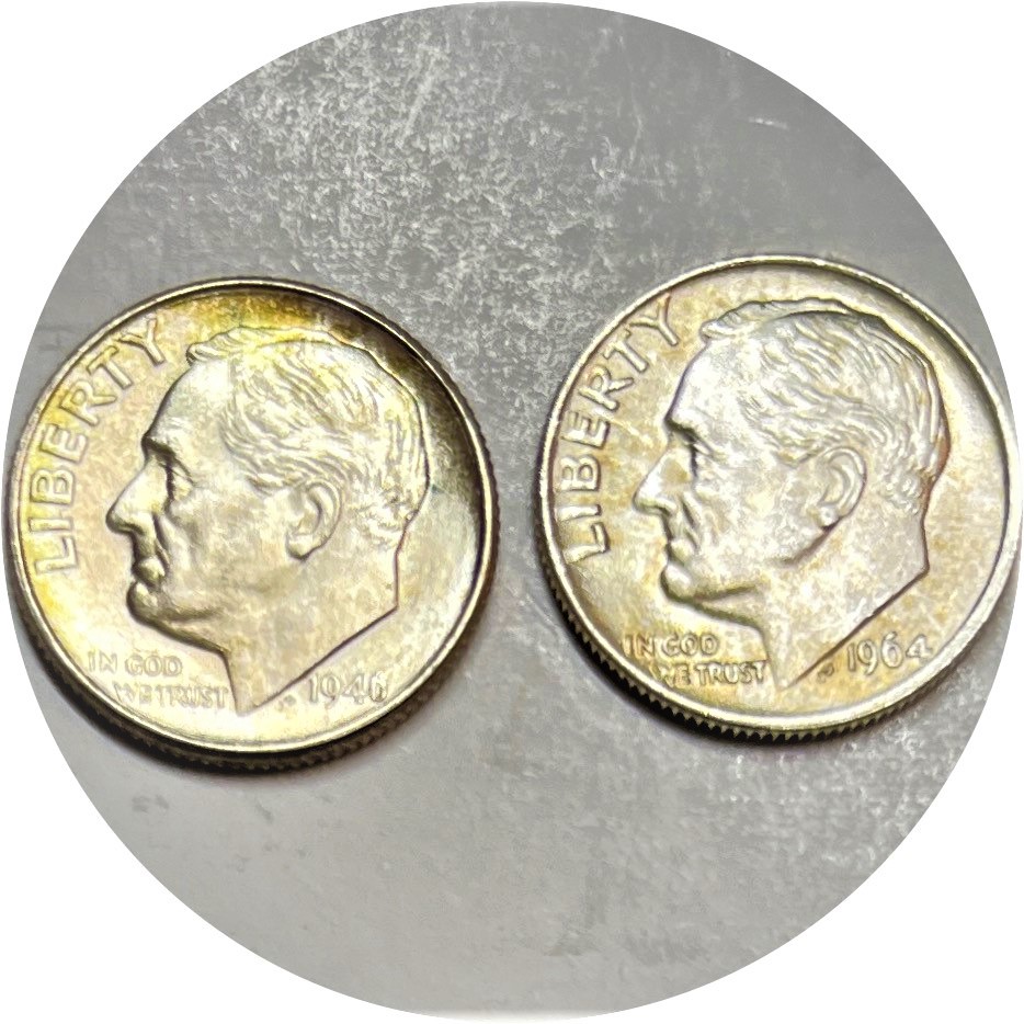 First & Last! 1946 & 1964 U.S. Silver Roosevelt Dimes-Brilliant ...