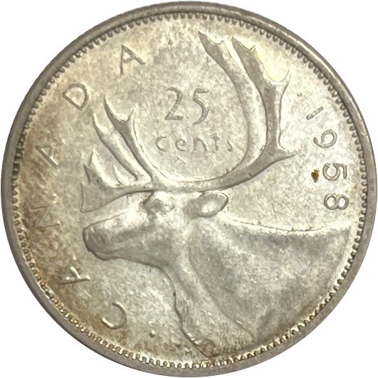 1958 Canada Silver Quarter-Lovely Original Album Toning | Property Room