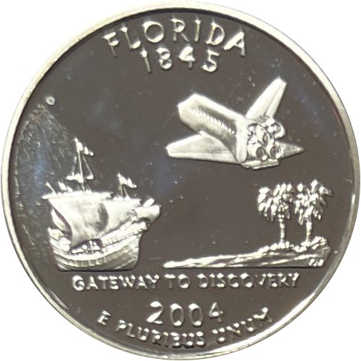 2004-S U.S. Silver Deep Cameo Gem Proof State Quarter FLORIDA Stunning ...