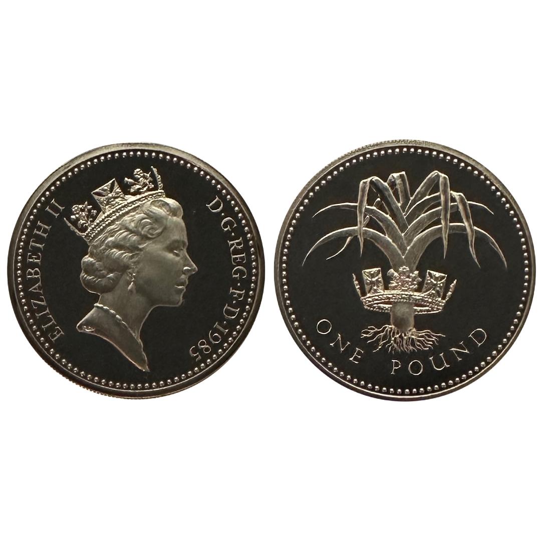 1985 UK Silver Proof Piedfort One Pound Coin, Inscribed in Welsh ('True ...