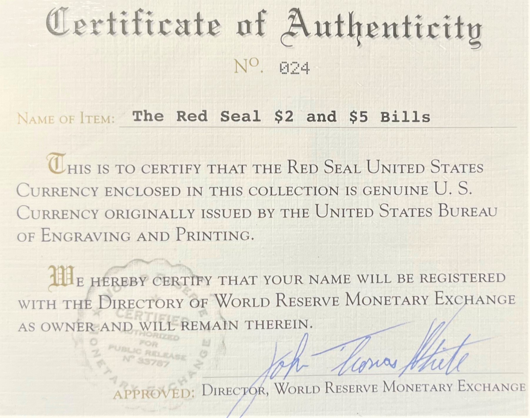 (2) Red Seal U.S. Currency Notes (1) 1928 D $2 Bill & (1) 1963 $5 Bill ...