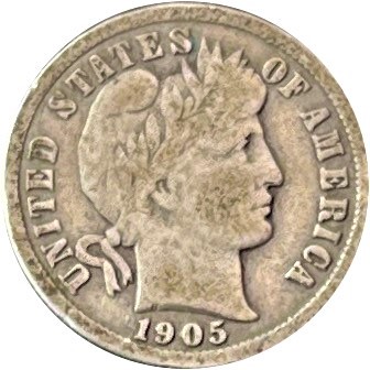 1905 U.S. Silver Barber Dime-Choice & Original Surfaces | Property Room
