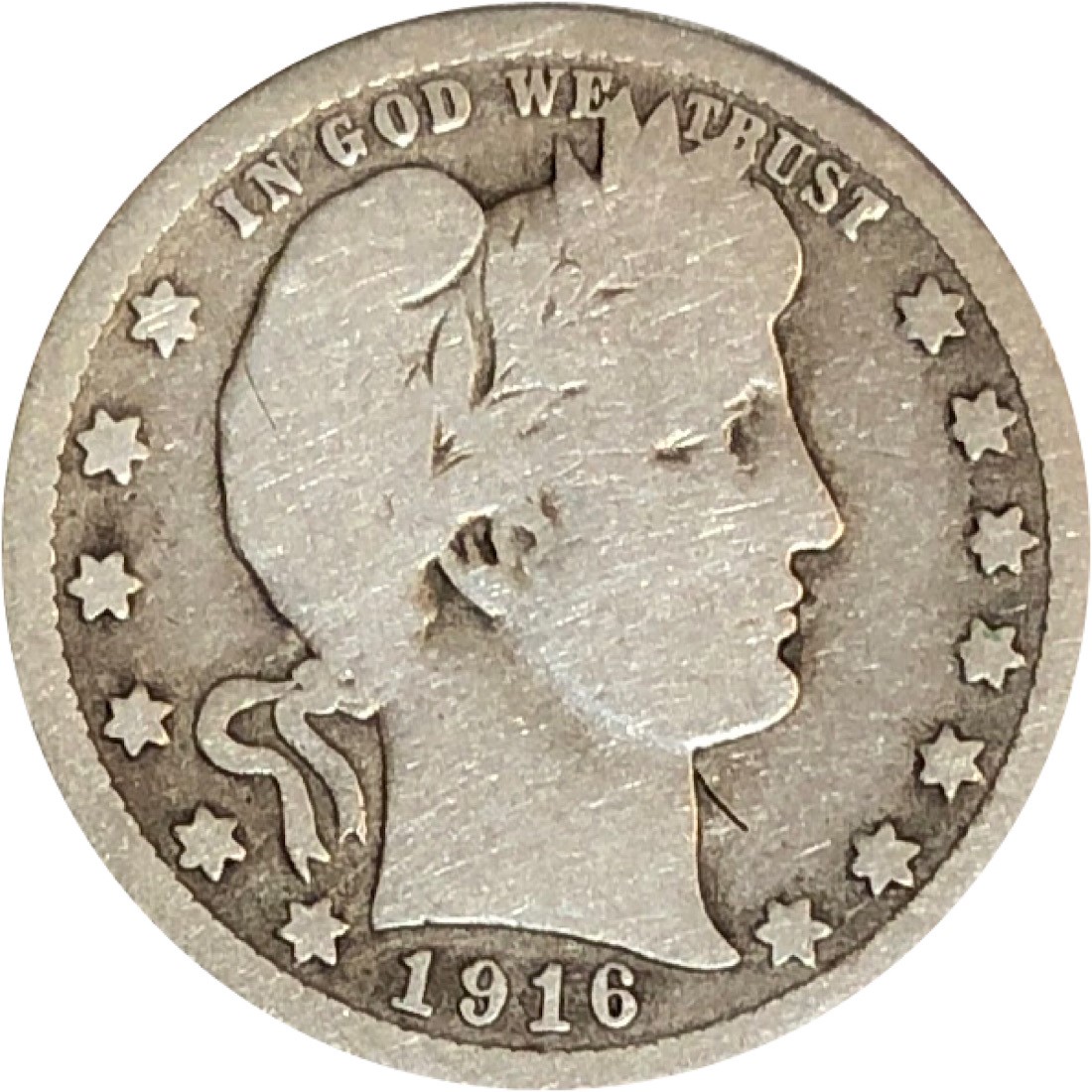 1916-D US Silver Barber Quarter-Last Year Of Issue | Property Room