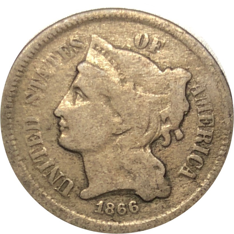 1866 US Three Cent Nickel Piece | Property Room