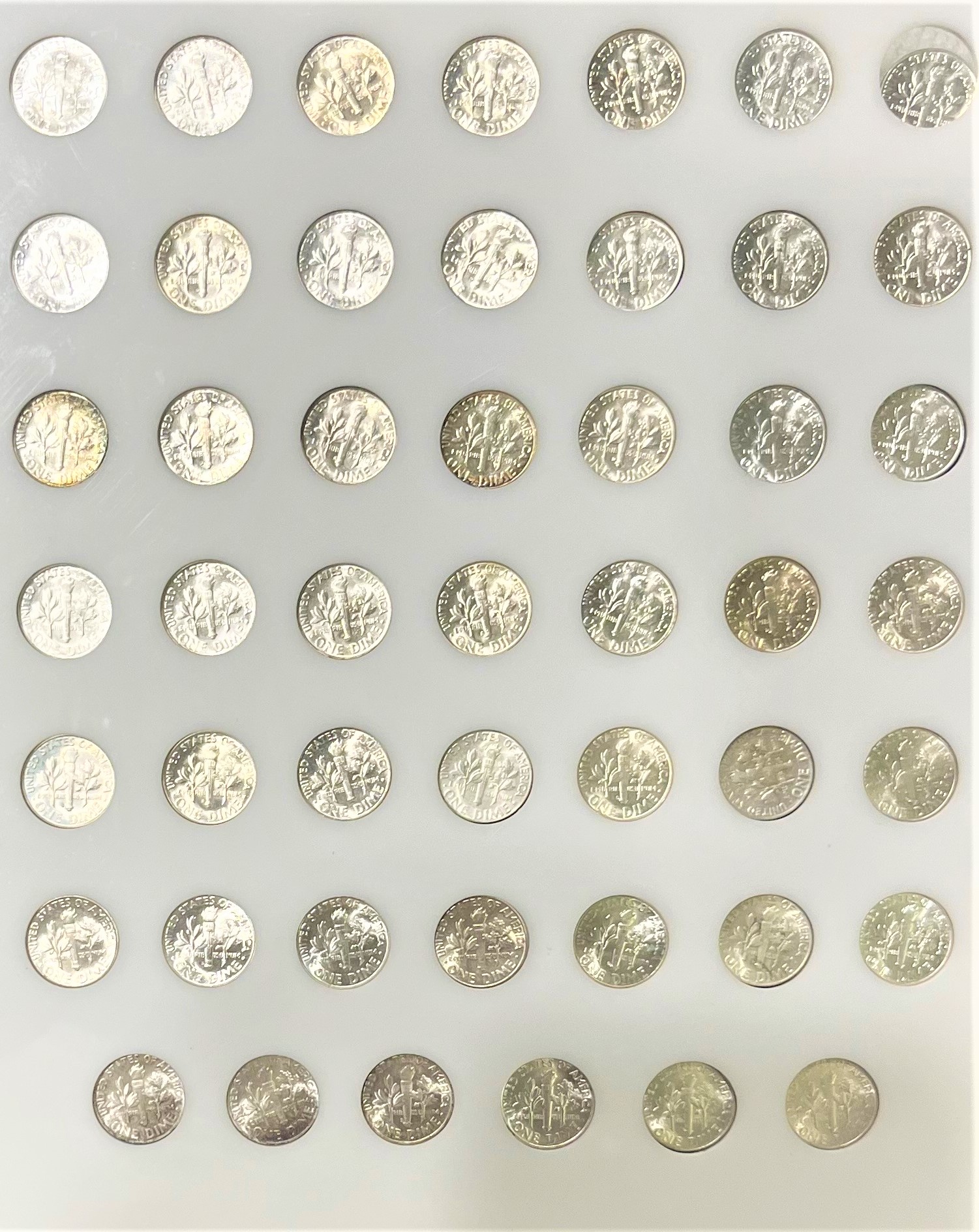 1946-1964 U.S. Silver Uncirculated Set Of Roosevelt Dimes (48 Coins) In ...