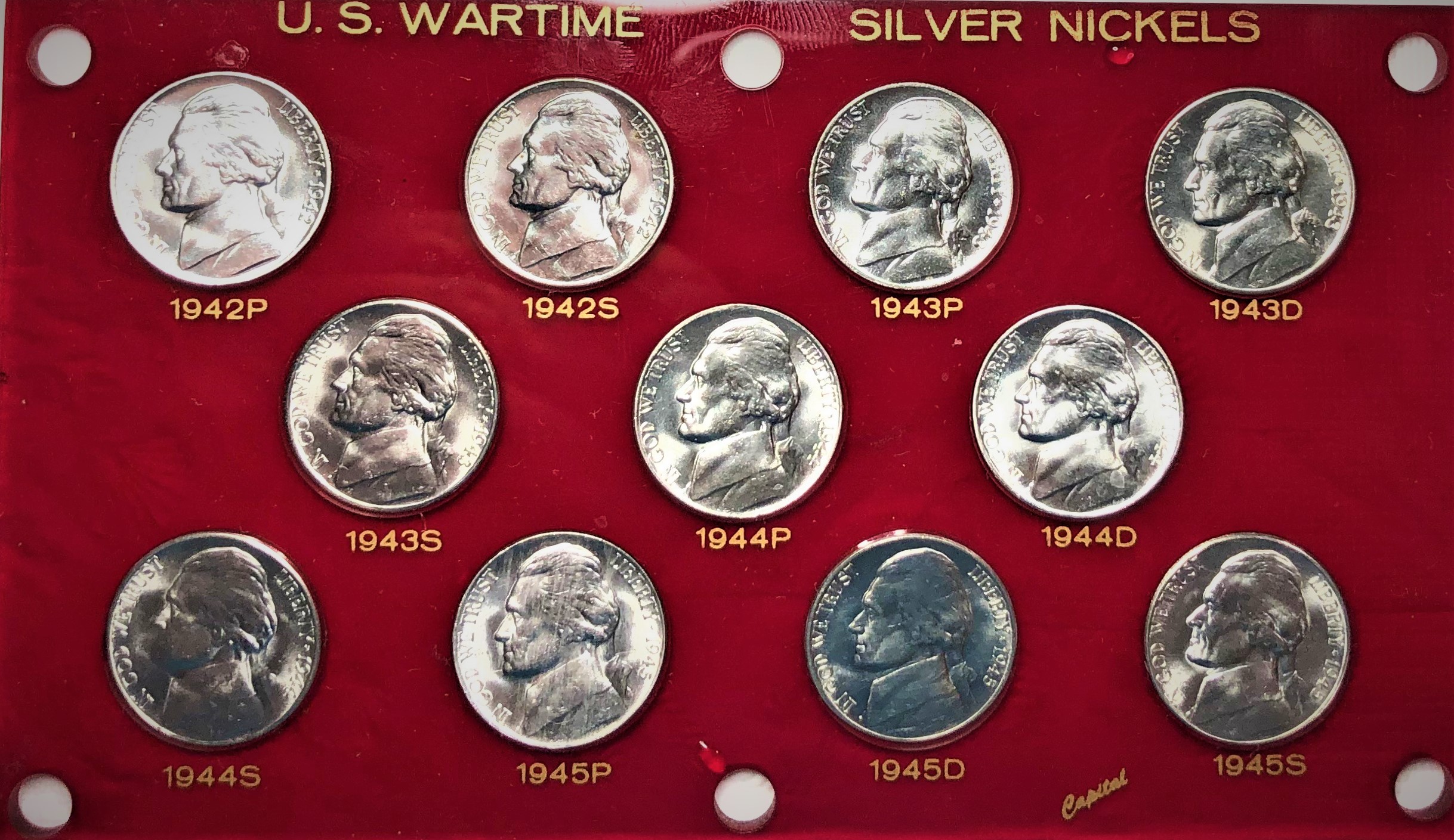 1942-P Thru 1945-S US Silver Jefferson War Nickel Set (11 Coins) Bright ...