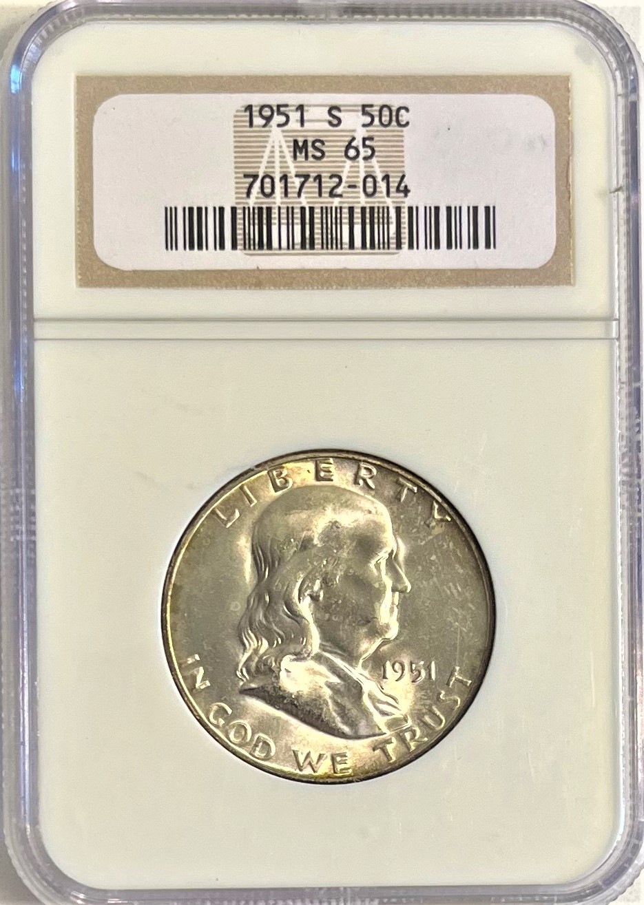 1951-S US Silver NGC MS65 Franklin Half Dollar | Property Room