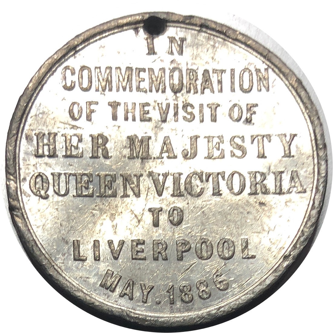 1866 Queen Victoria Visit To Liverpool Commemorative Medal-Holed And ...