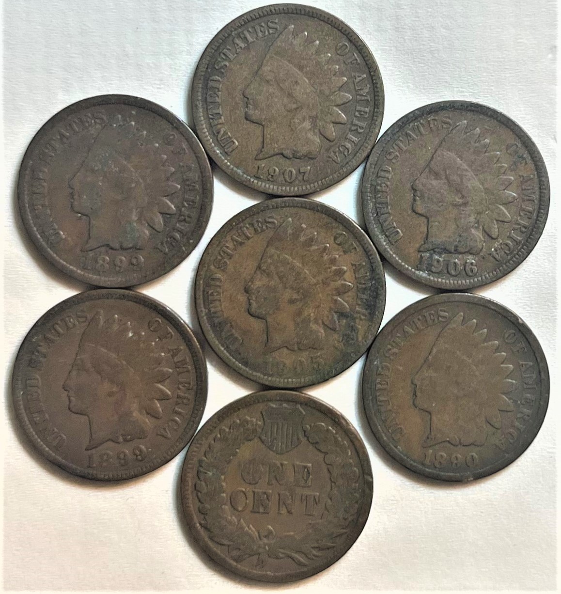 7 Different U.S. Indian Head Small Cents | Property Room