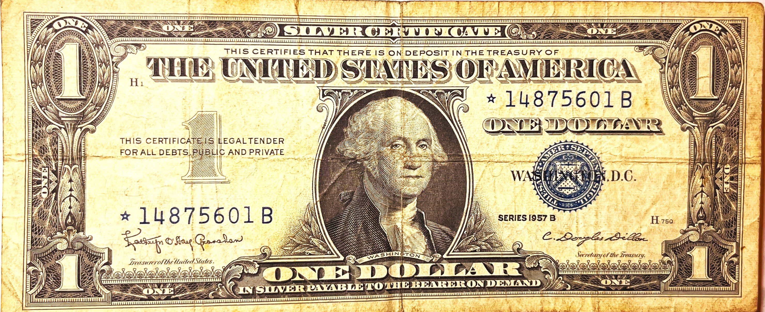 1957 B U.S. Silver Certificate $1 *STAR NOTE* Currency Note-Collector ...