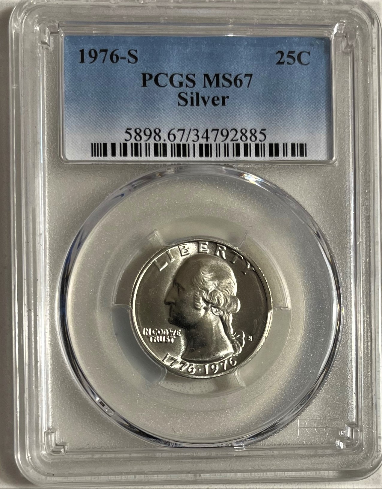1976-S Silver PCGS MS67 Gem Bicentennial Quarter | Property Room