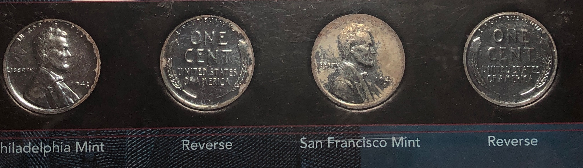 1943 U.S. Lincoln Steel Cent Collection - 5 Coins - 1 "S" Mint Mark - 1 ...