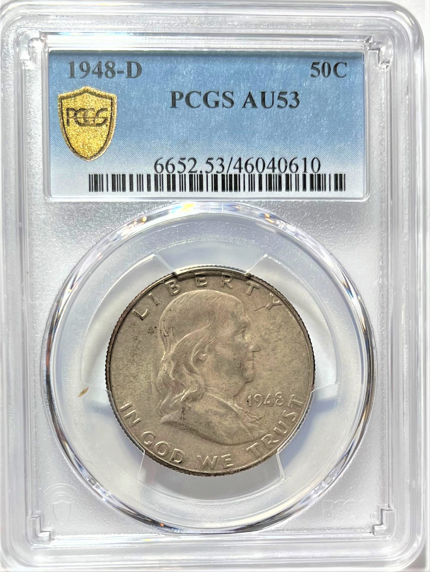 1948-D U.S. Silver Brilliant Uncirculated Full Bell Lines Franklin Half ...