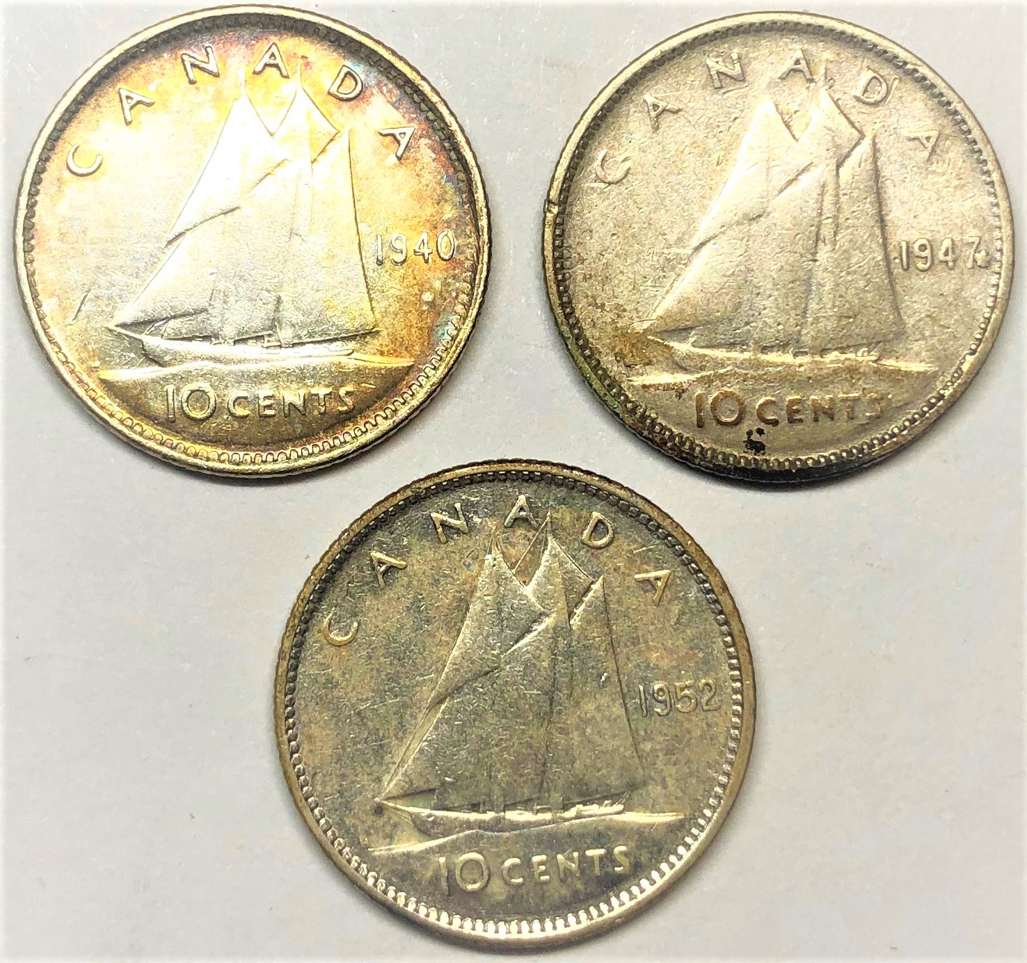 (3) Silver Canada Dimes 1940 1947 1952 | Property Room