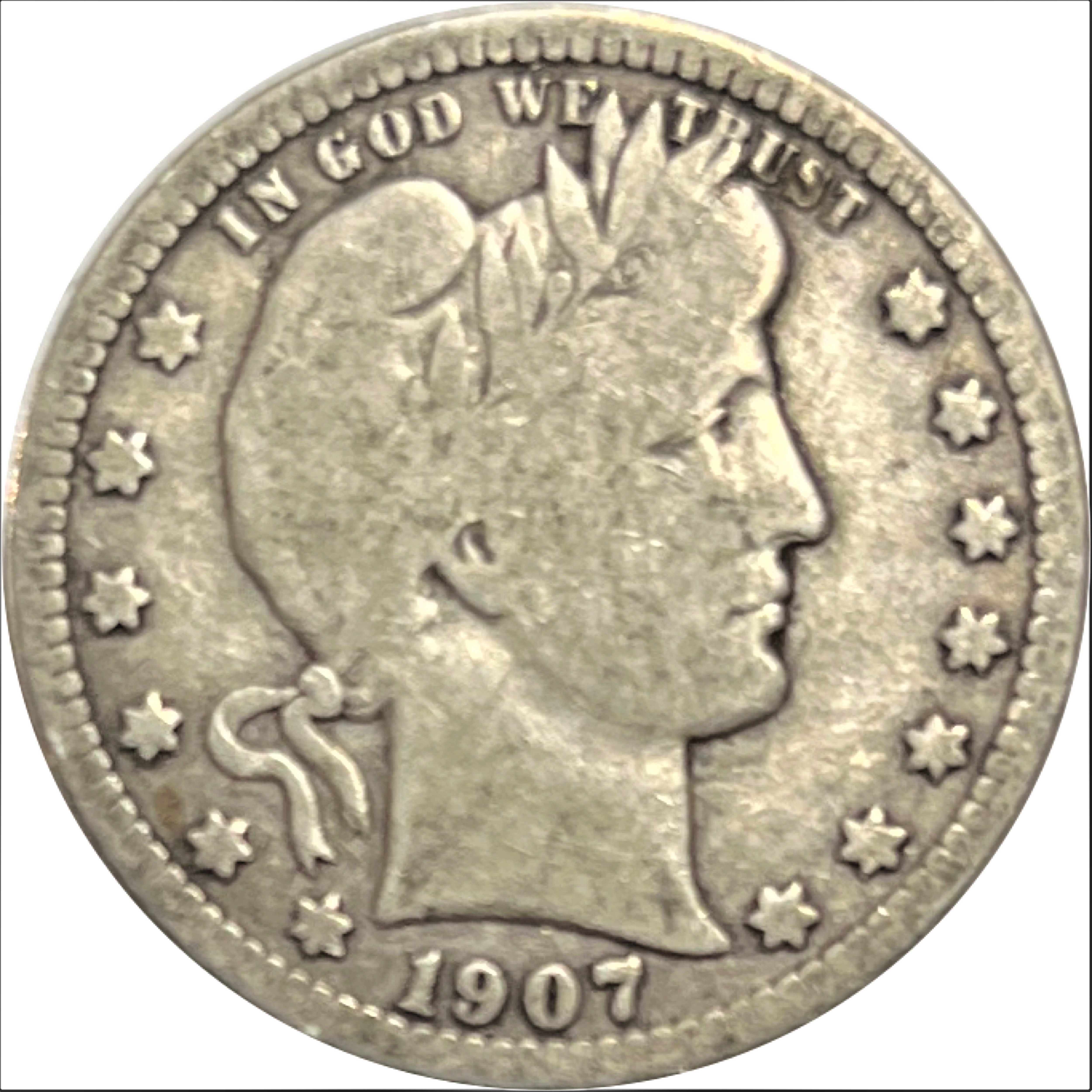 1907-S U.S. Silver Barber Quarter-Scarce Date | Property Room
