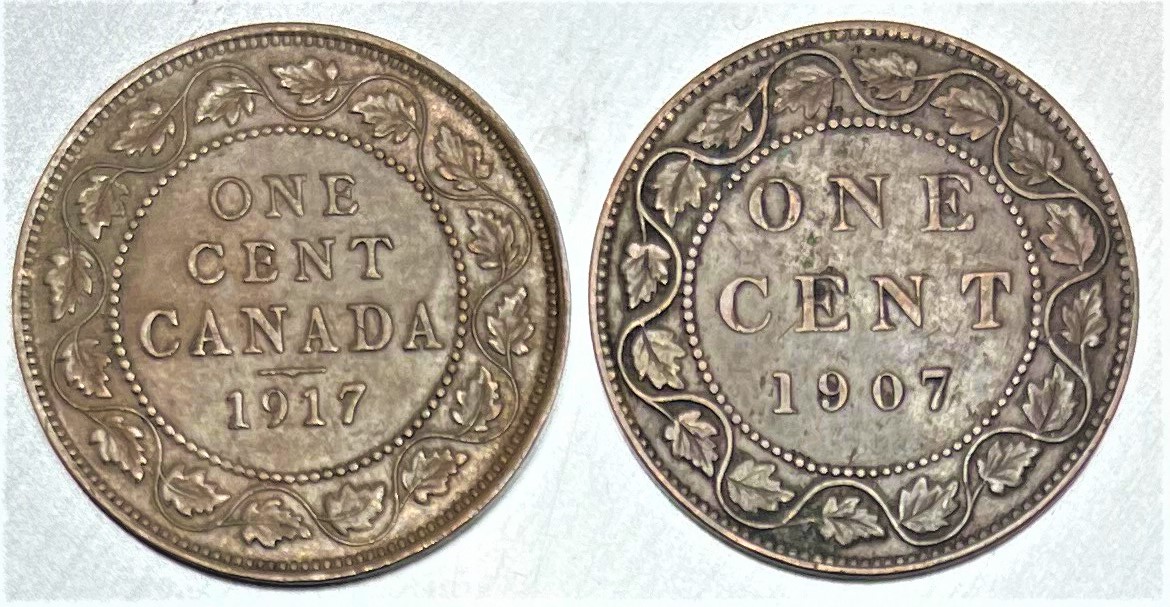 1907 & 1917 Canada Large Cents-Nice Collector Grade | Property Room