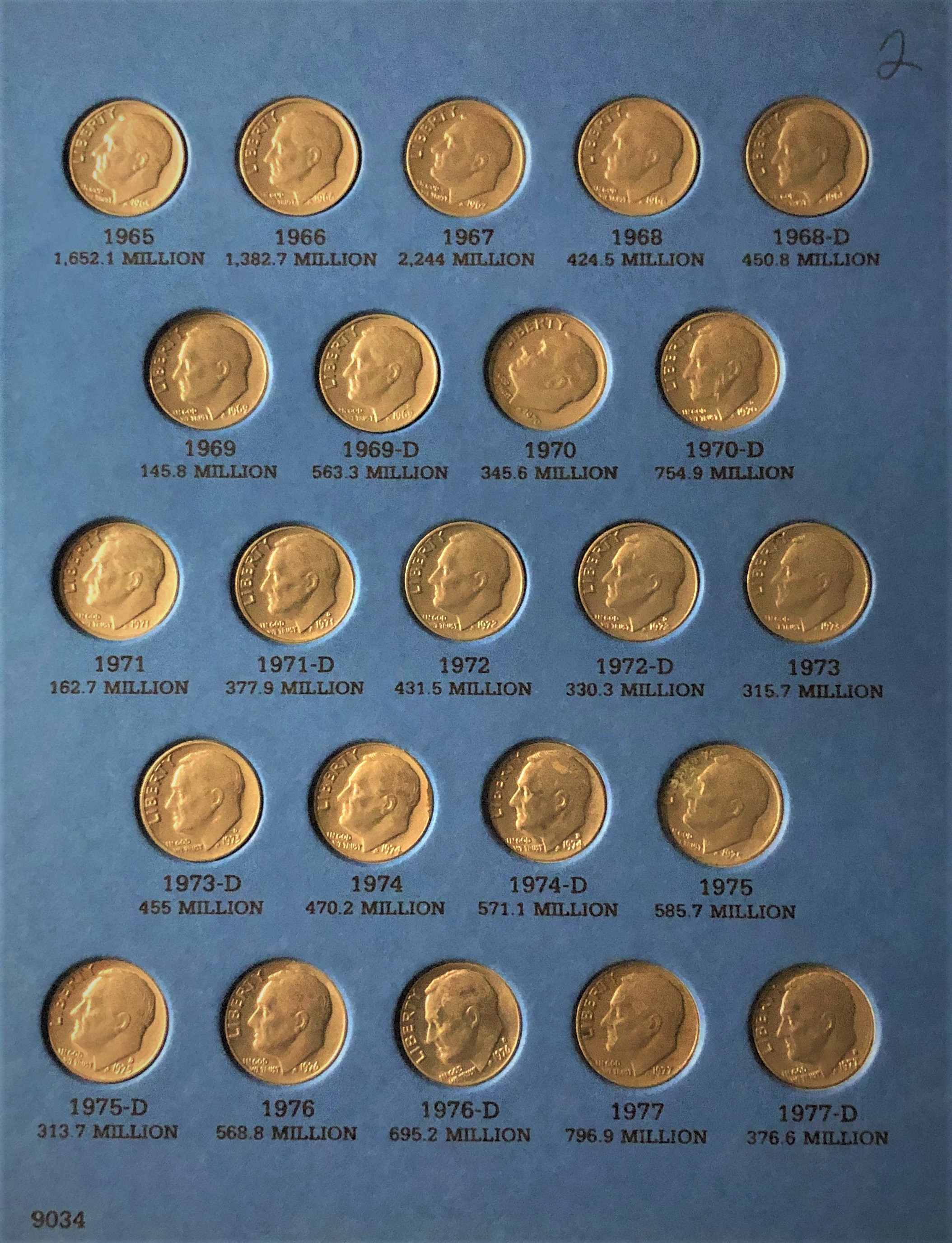 Complete 1965-2000 US Roosevelt Dime Collection In Whitman Album ...