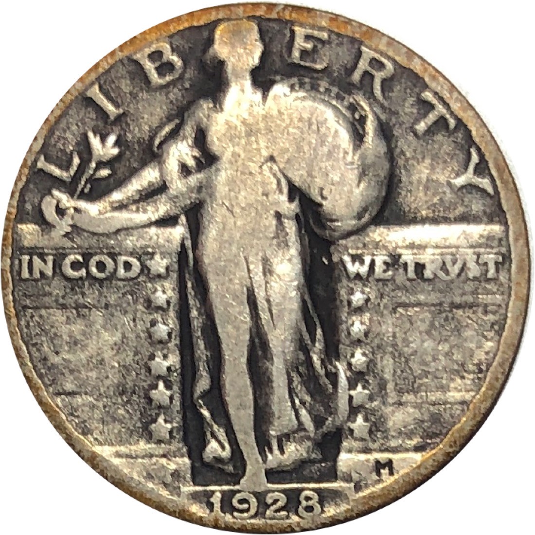 1928 US Silver Standing Liberty Quarter-Original Album Toned | Property ...