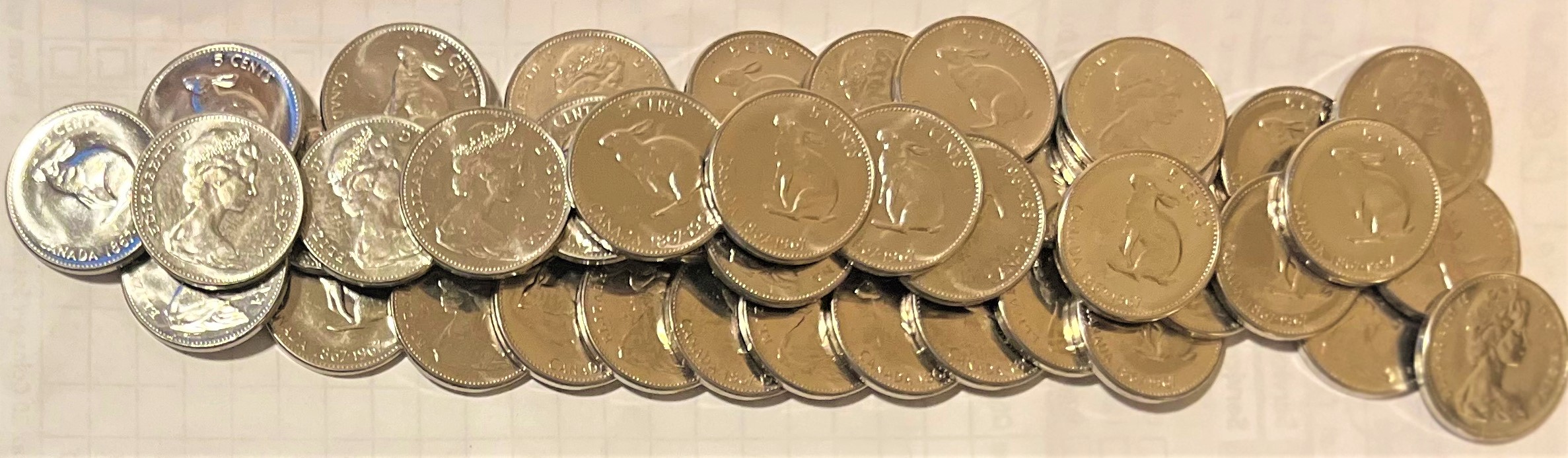 Original Uncirculated Roll (40 Coins) 1967 Canada Centennial Nickels ...