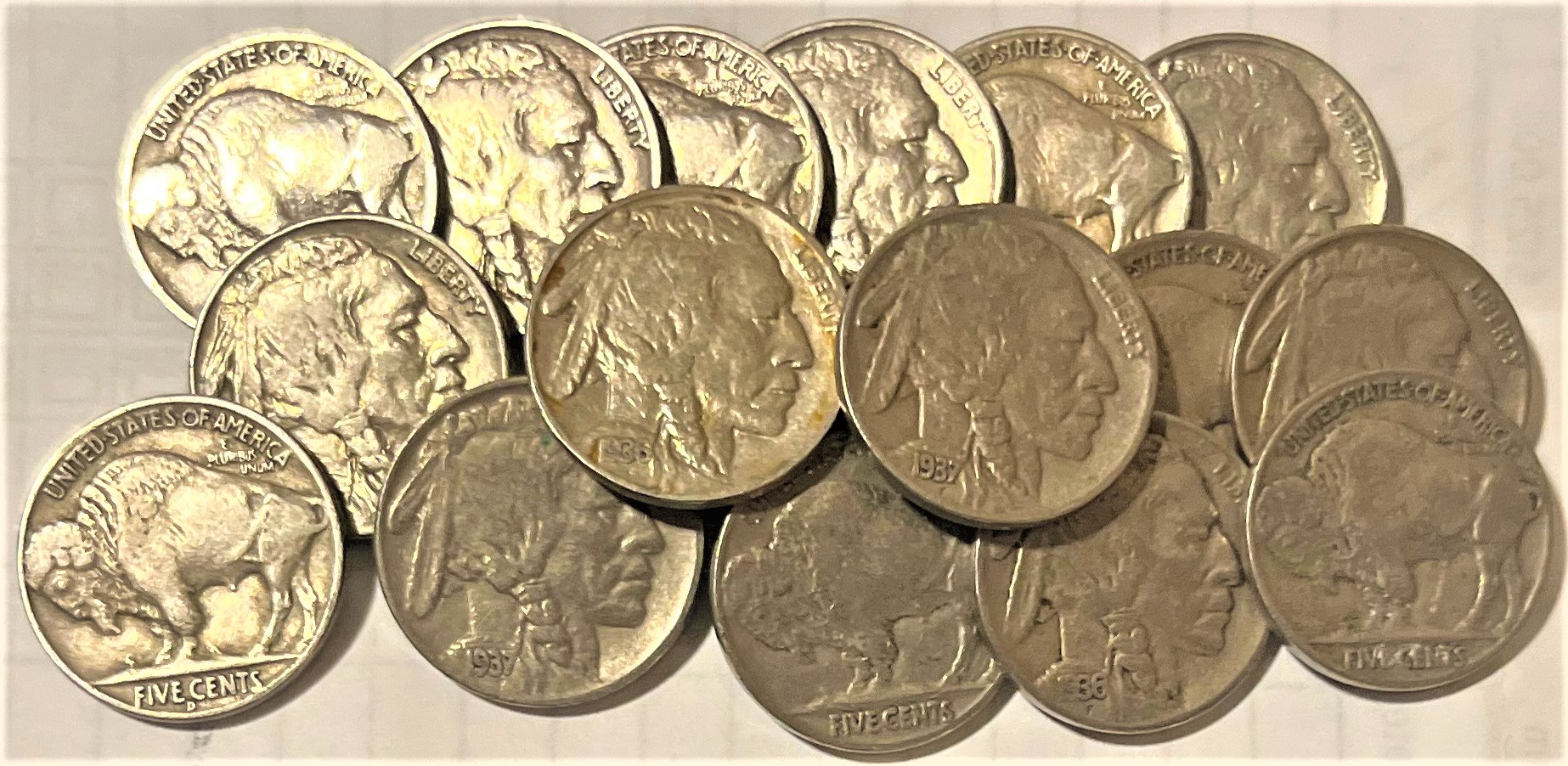 18 Full Date U.S. Buffalo Nickels-Nice Collector Grade Examples ...