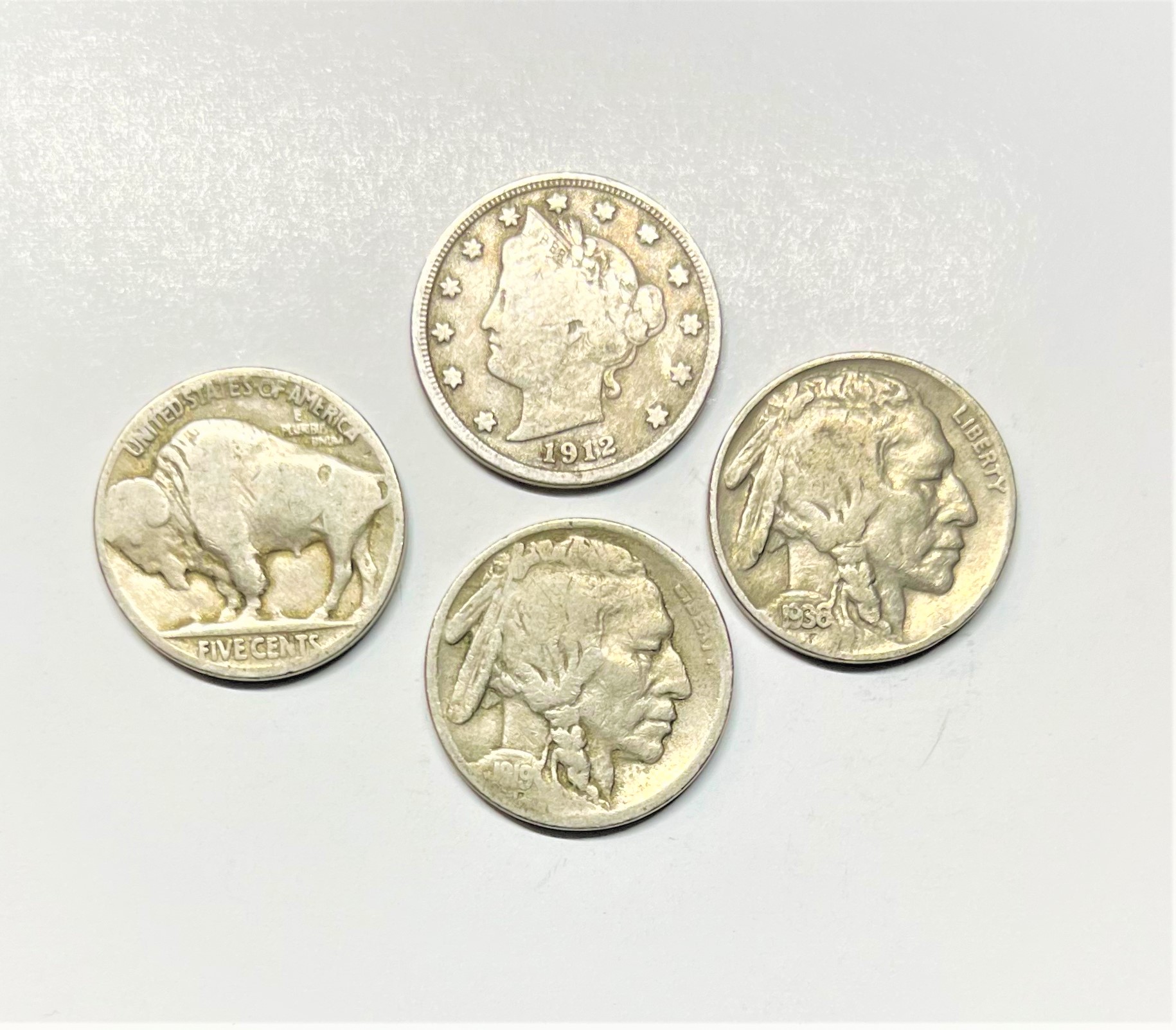 (4) U.S. Nickels 1912-D, 1919-S (Semi Key) 1923 & 1936 | Property Room