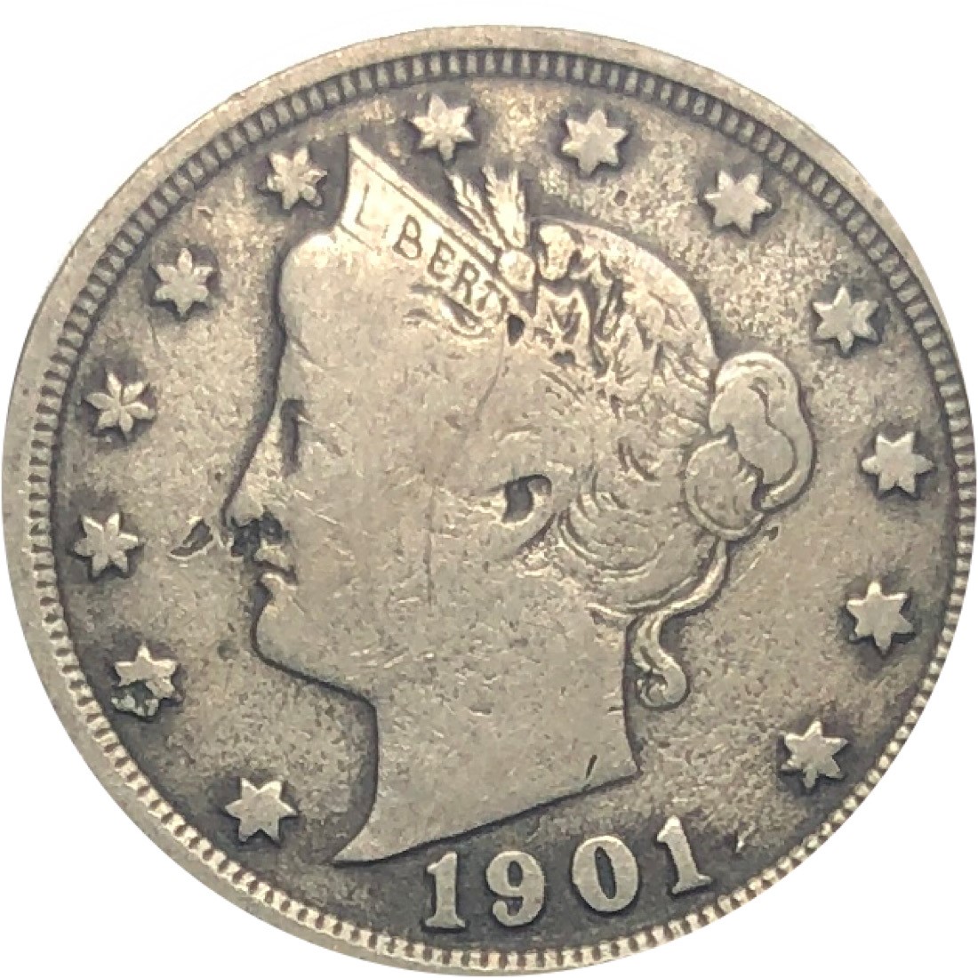1901 US Liberty V Nickel-Choice Original Better Condition | Property Room