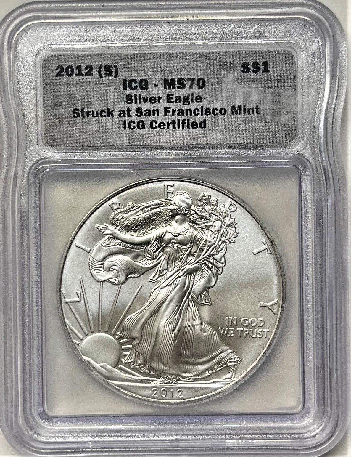 2012 (S) U.S. Silver .999 American Silver Eagle One Troy Ounce ICG ...