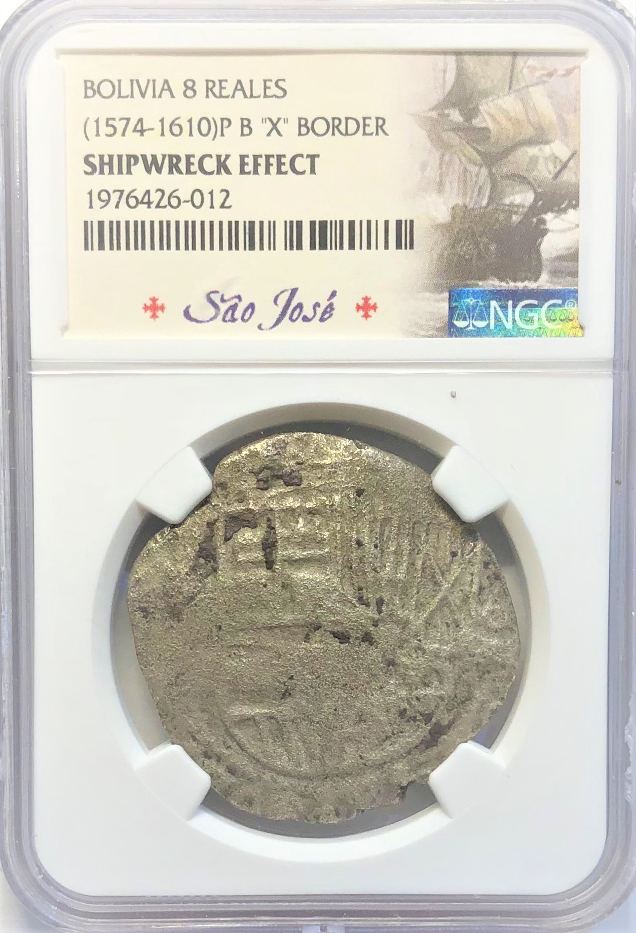 NGC Certified-Bolivia 8 Reales (1574-1610) P B "X" Border Silver ...