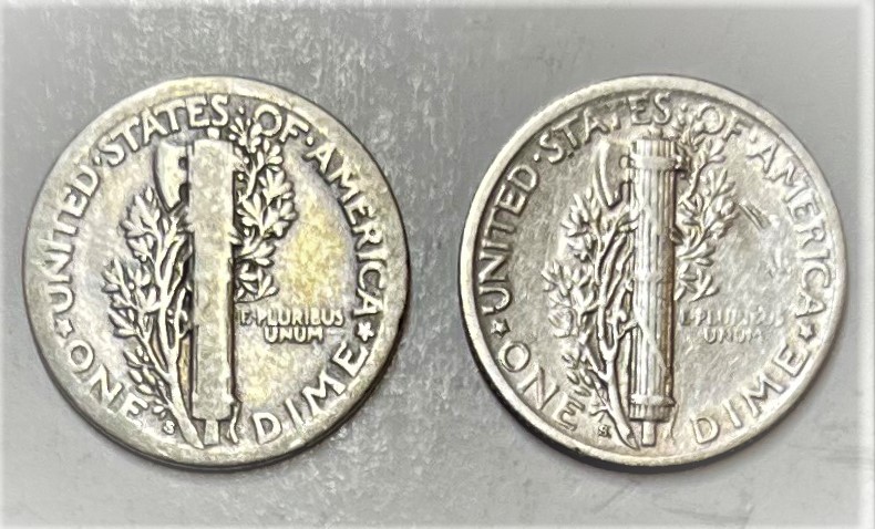 First & Last! 1916-S & 1945-S U.S. Silver Mercury Dimes-Collector Grade ...