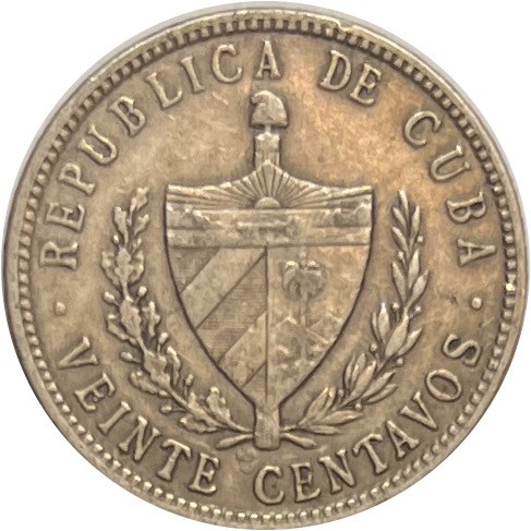 1920 Cuba Silver Veinte Centavos Envelope Toned | Property Room