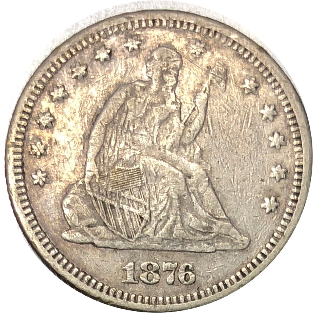 1876 US Silver Seated Liberty Quarter Dollar | Property Room